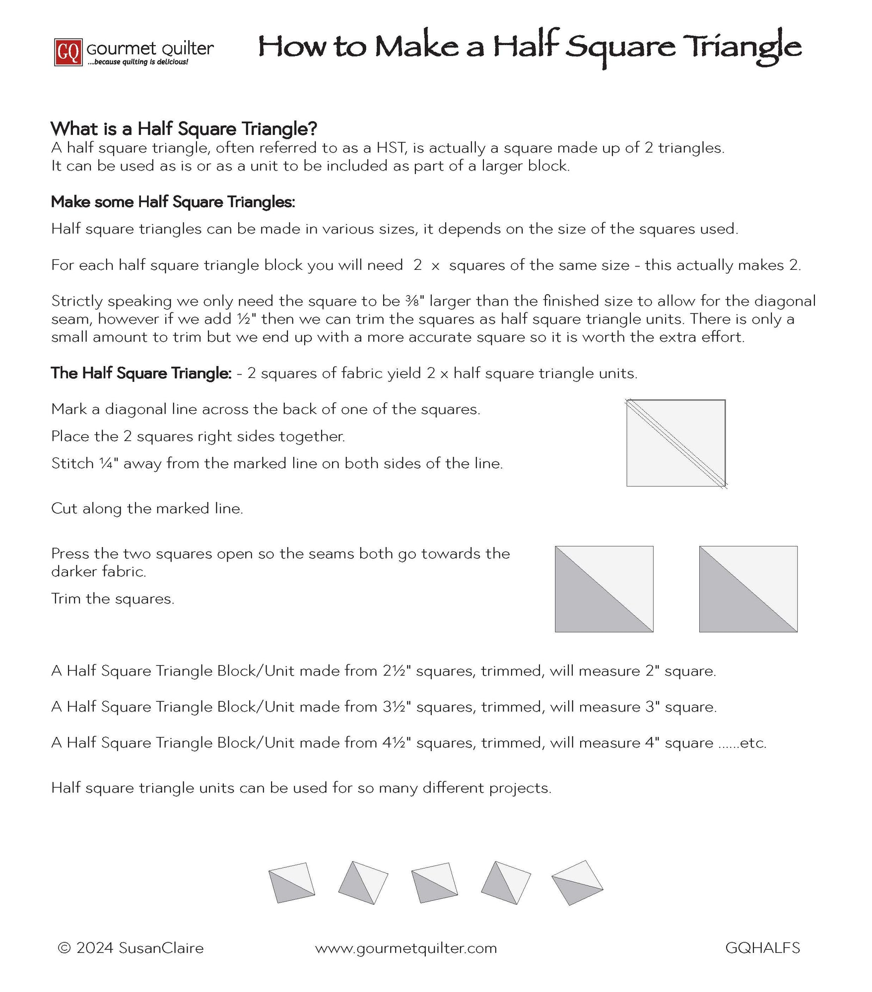 How to make a Half Square Triangle — Gourmet Quilter